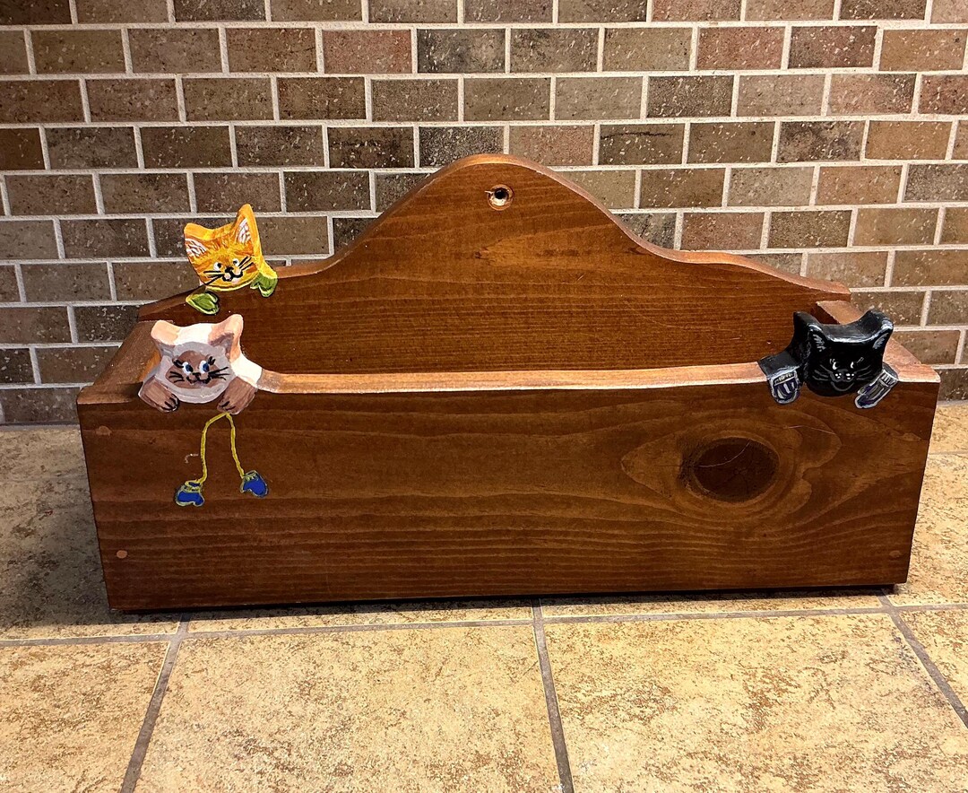 Wooden Handmade and Painted Mitten and Hat Box Storage, Three Little ...