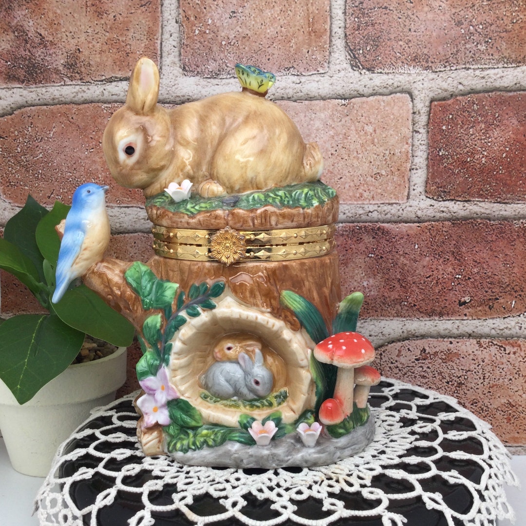 CWC Ceramic EASTER Bunny Figurine Hinged Treasure Trinket Box - Etsy