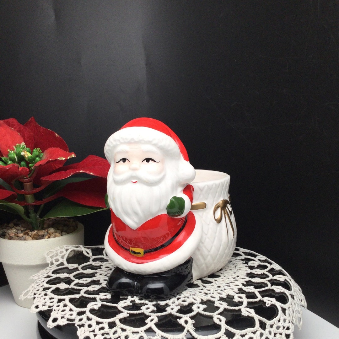Vintage Ceramic Hand Painted Candy Dish Indoor Planter, Santa Claus and ...