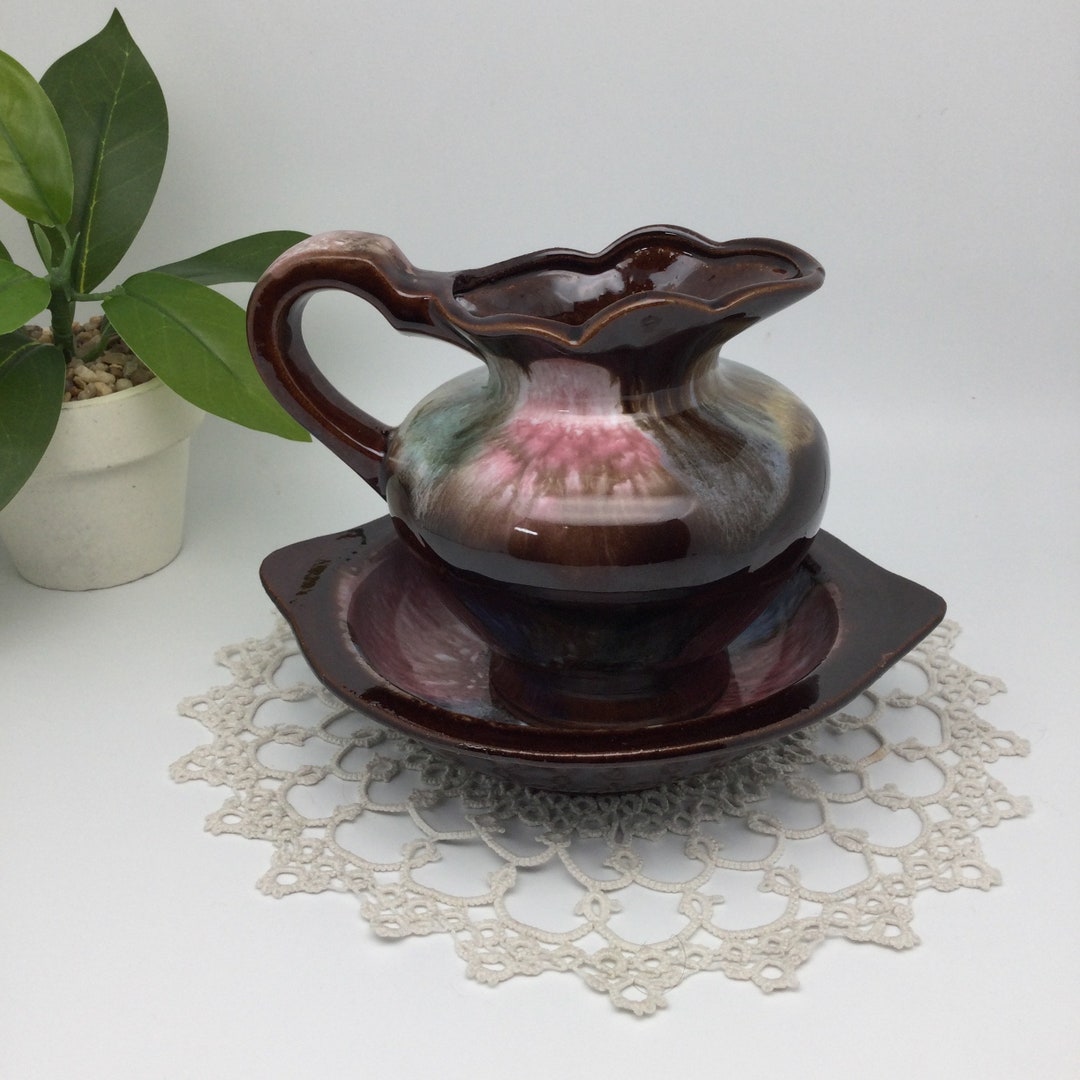 Vintage Brinn’s Brown Glazed Pastel Color Swirled Driped Glazed Small ...