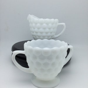 Vintage Anchor Hocking Bubble Pattern White Milk Glass Open Creamer and ...