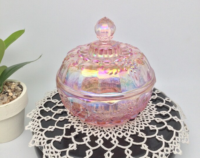 Vintage Fenton Dusty Rose Opalescent Glass Powder Candy Trinket Dish ...