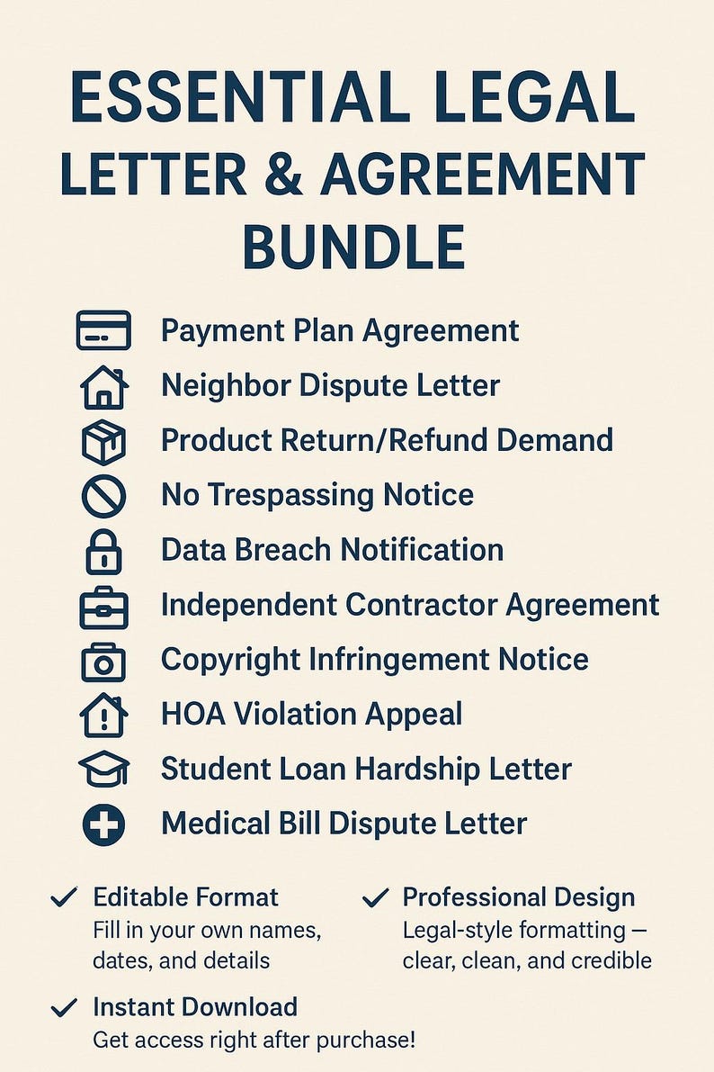 Editable Legal Letters in English & Spanish | PDF + Word | Debt ...