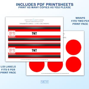 Gamer Dynamite TNT Chips 1.3 Oz Snack Can Labels Wrap, Party Favor ...