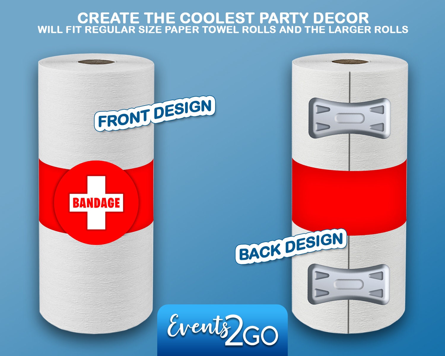 Gamer Bandage Med Kit Paper Towel Wrap Labels, Party Decoration Game ...