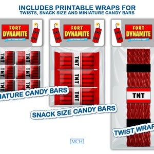 Gamer Dynamite TNT Candy Bar Wrapper Labels, Treat Bag Party Favor ...