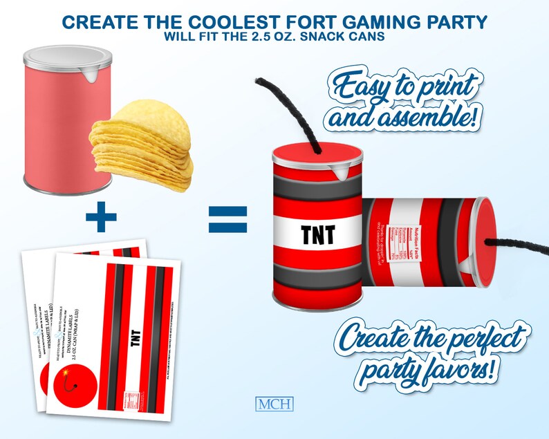 Gamer Dynamite TNT Chips 2.5 Oz Snack Can Labels Wrap, Party Favor ...