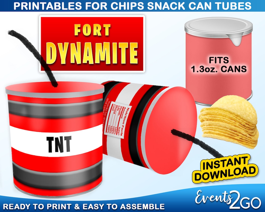 Gamer Dynamite TNT Chips 1.3 Oz Snack Can Labels Wrap, Party Favor ...