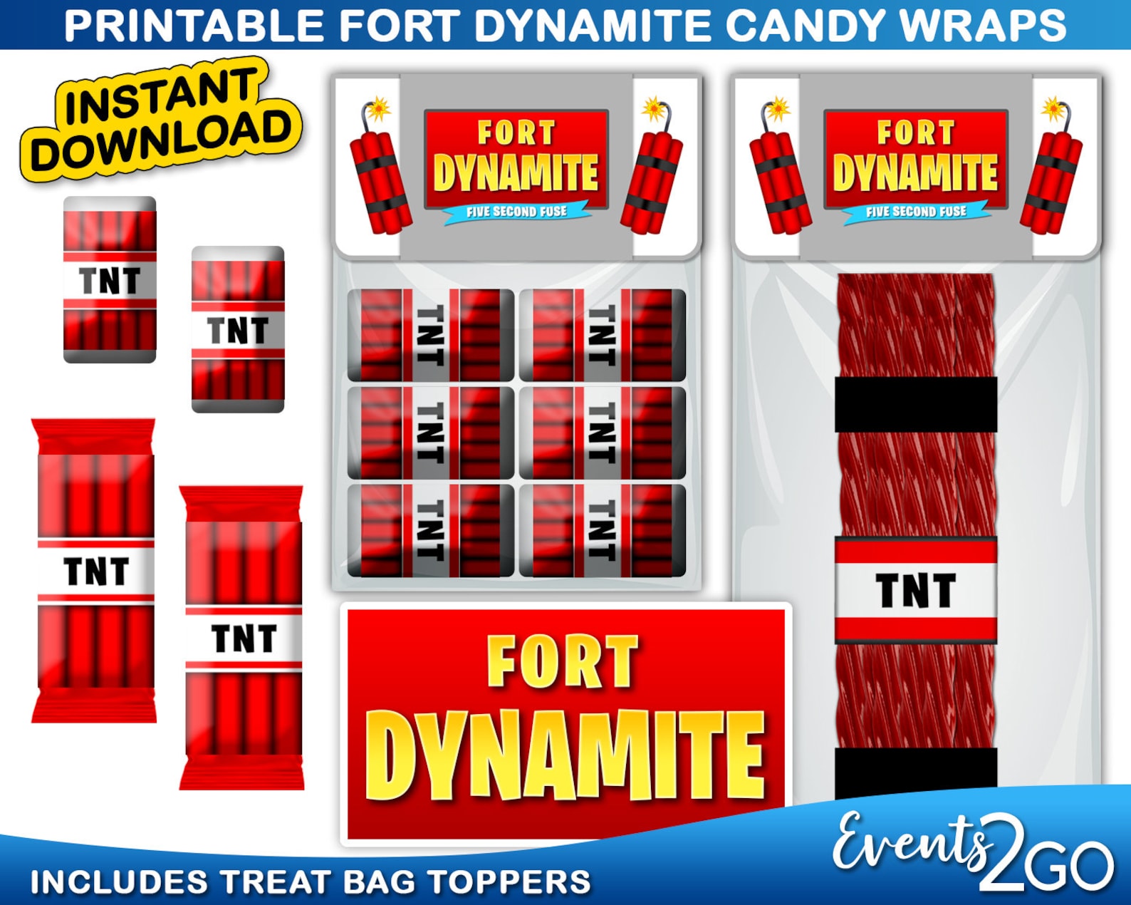 Gamer Dynamite TNT Candy Bar Wrapper Labels, Treat Bag Party Favor ...
