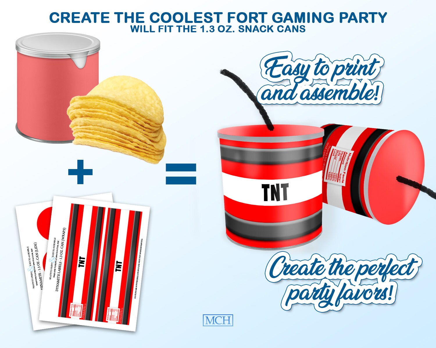 Gamer Dynamite TNT Chips 1.3 Oz Snack Can Labels Wrap Party | Etsy