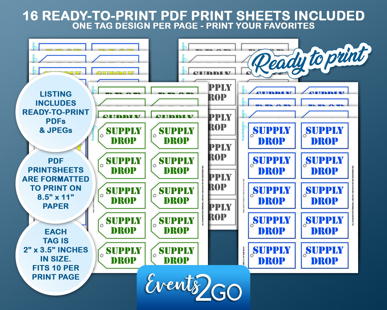 Gamer Supply Drop Party Favor Gift Tags Battle Military - Etsy