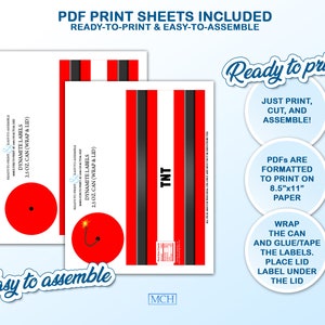 Gamer Dynamite TNT Chips 2.5 Oz Snack Can Labels Wrap, Party Favor ...