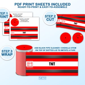 Gamer Dynamite TNT Chips 2.5 Oz Snack Can Labels Wrap, Party Favor ...