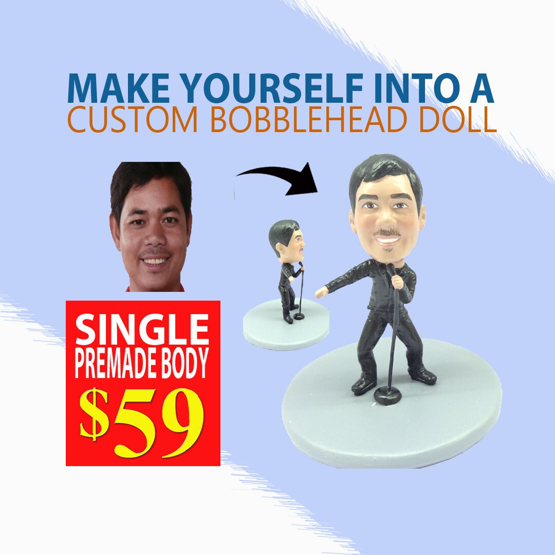 Male Singer Bobblehead Custom Bobblehead 7 Inch Pre-made Body ...