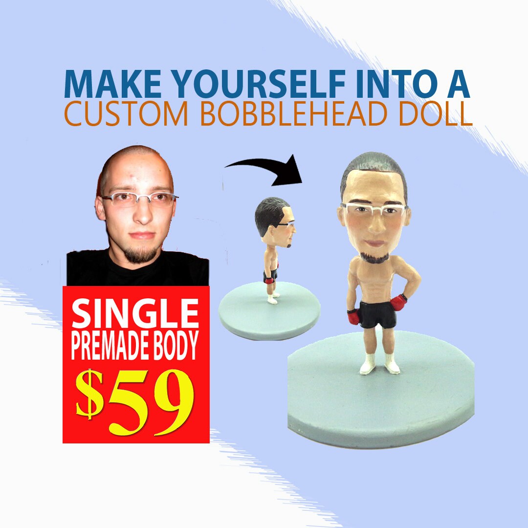 Boxer Male Bobblehead Boxing Custom Bobblehead 7 Inch Pre-made Body ...