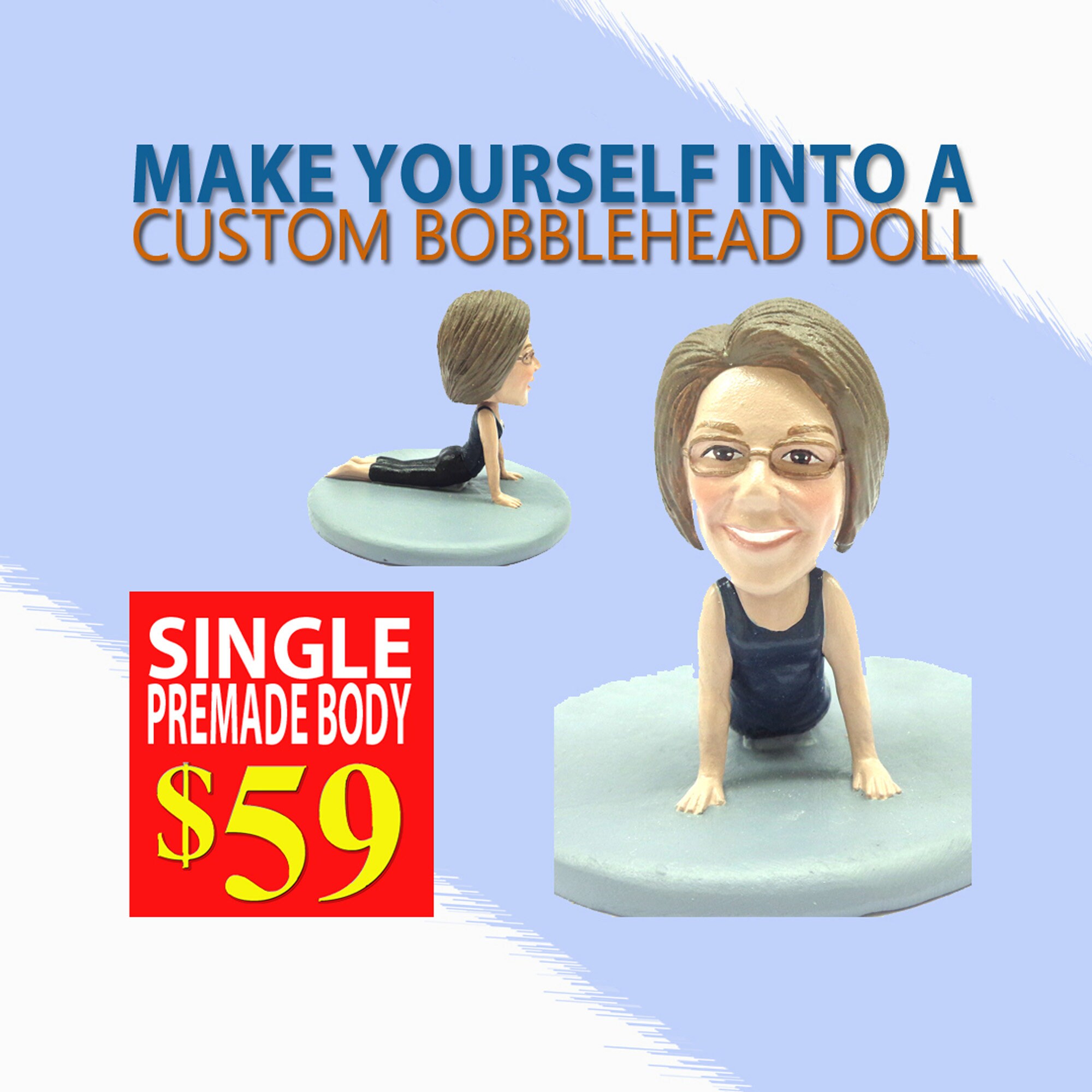 Yoga Female Bobblehead Asana Pose Custom Bobblehead 7 Inch Pre-made ...