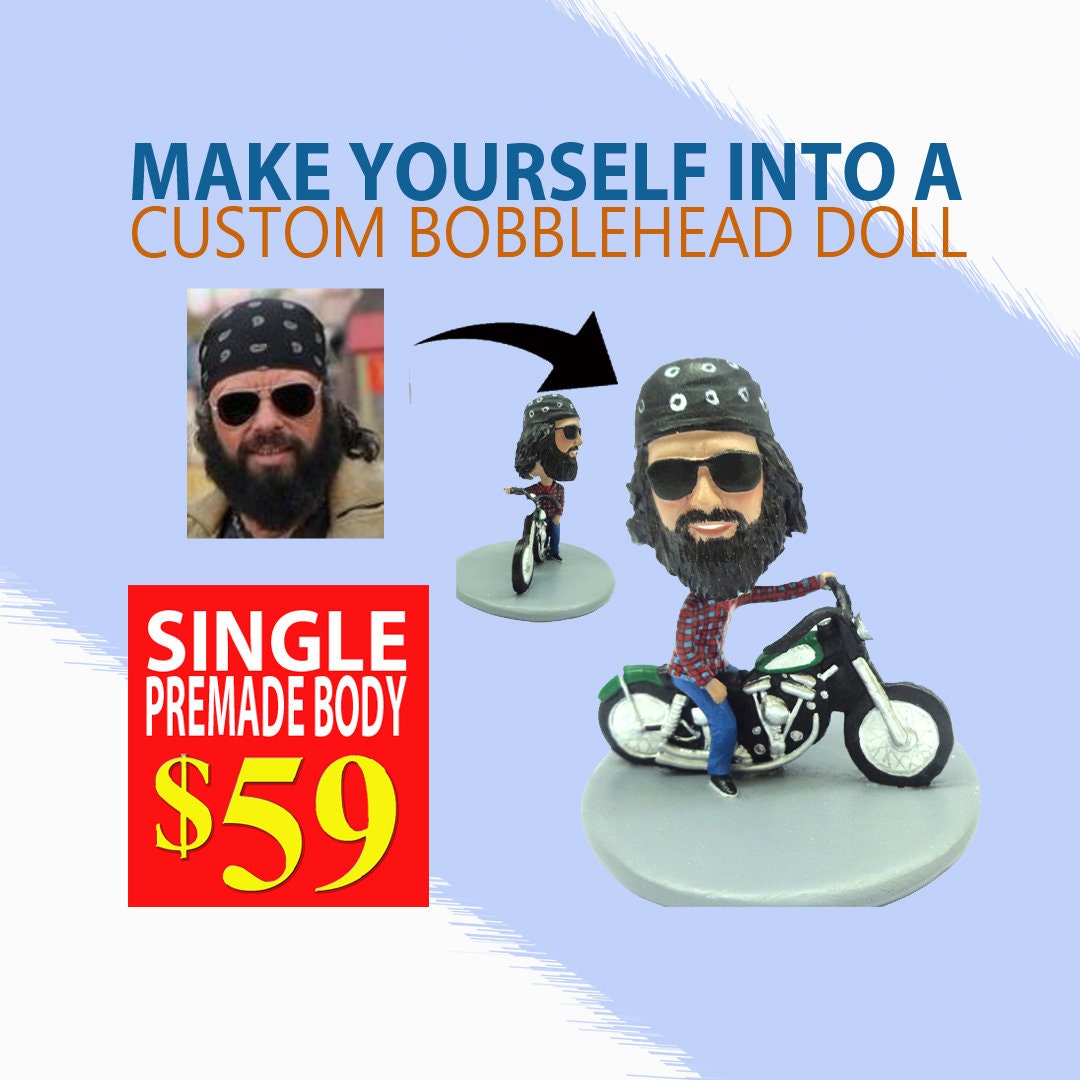 Male Motorcycle Bobblehead Custom Bobblehead Pre-made Body Personalized ...