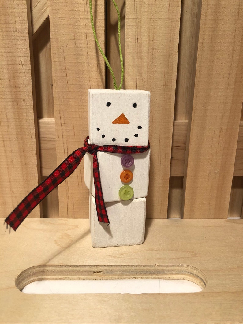 Block Snowman Ornament - Etsy