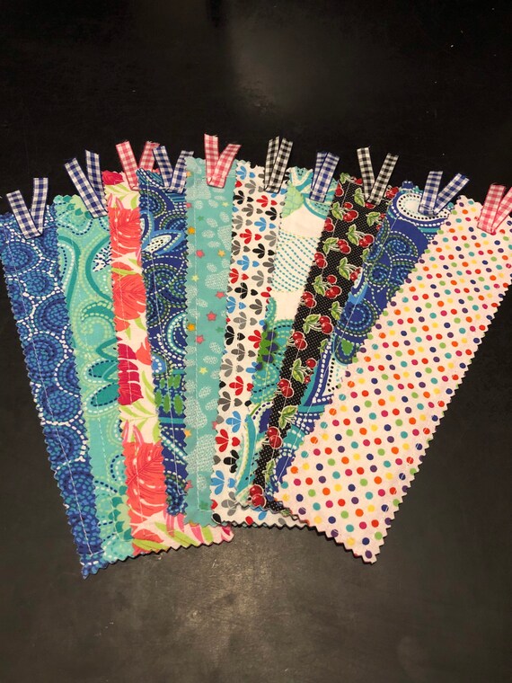 Set of 5 Fabric Bookmarks With Ribbon | Etsy