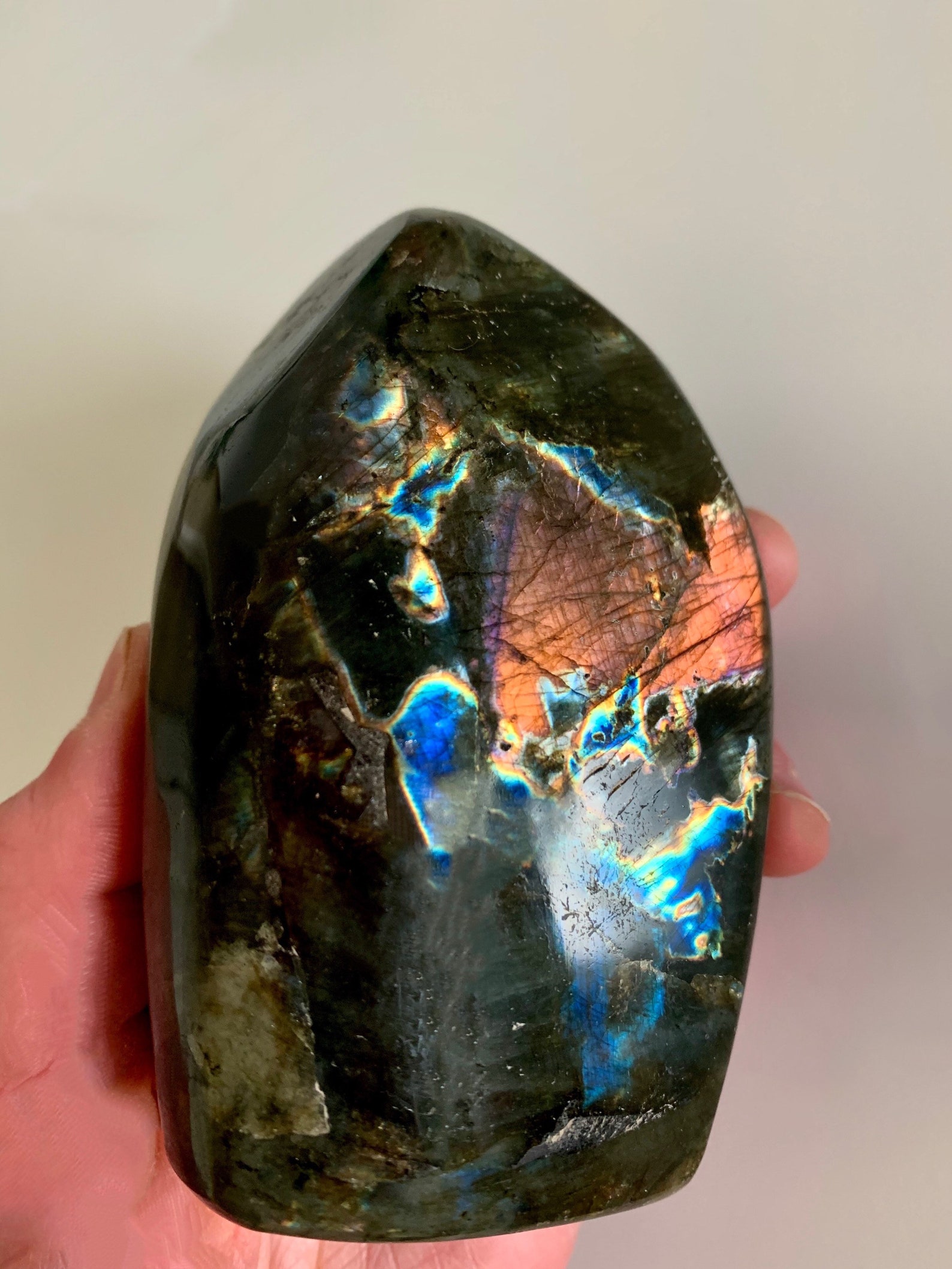 Large Double-sided Pink Rainbow Flash Natural Pink Polished - Etsy