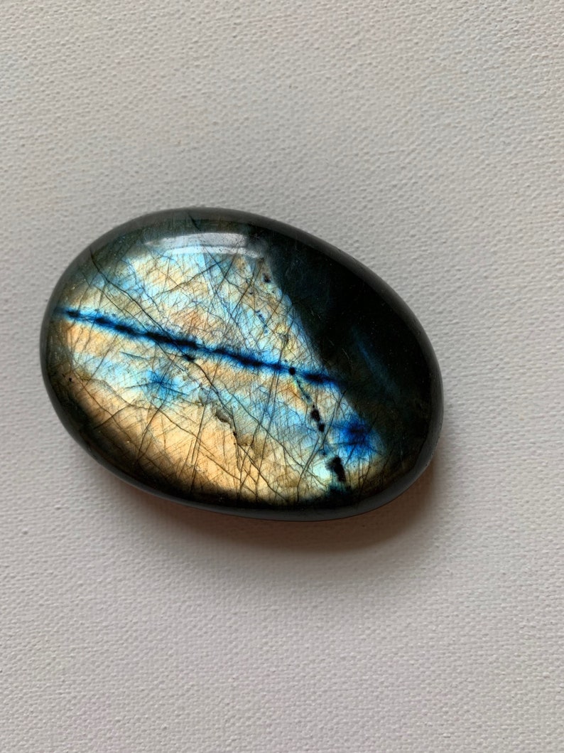 Blue and Gold Double Flash Labradorite Natural Polished Palm | Etsy