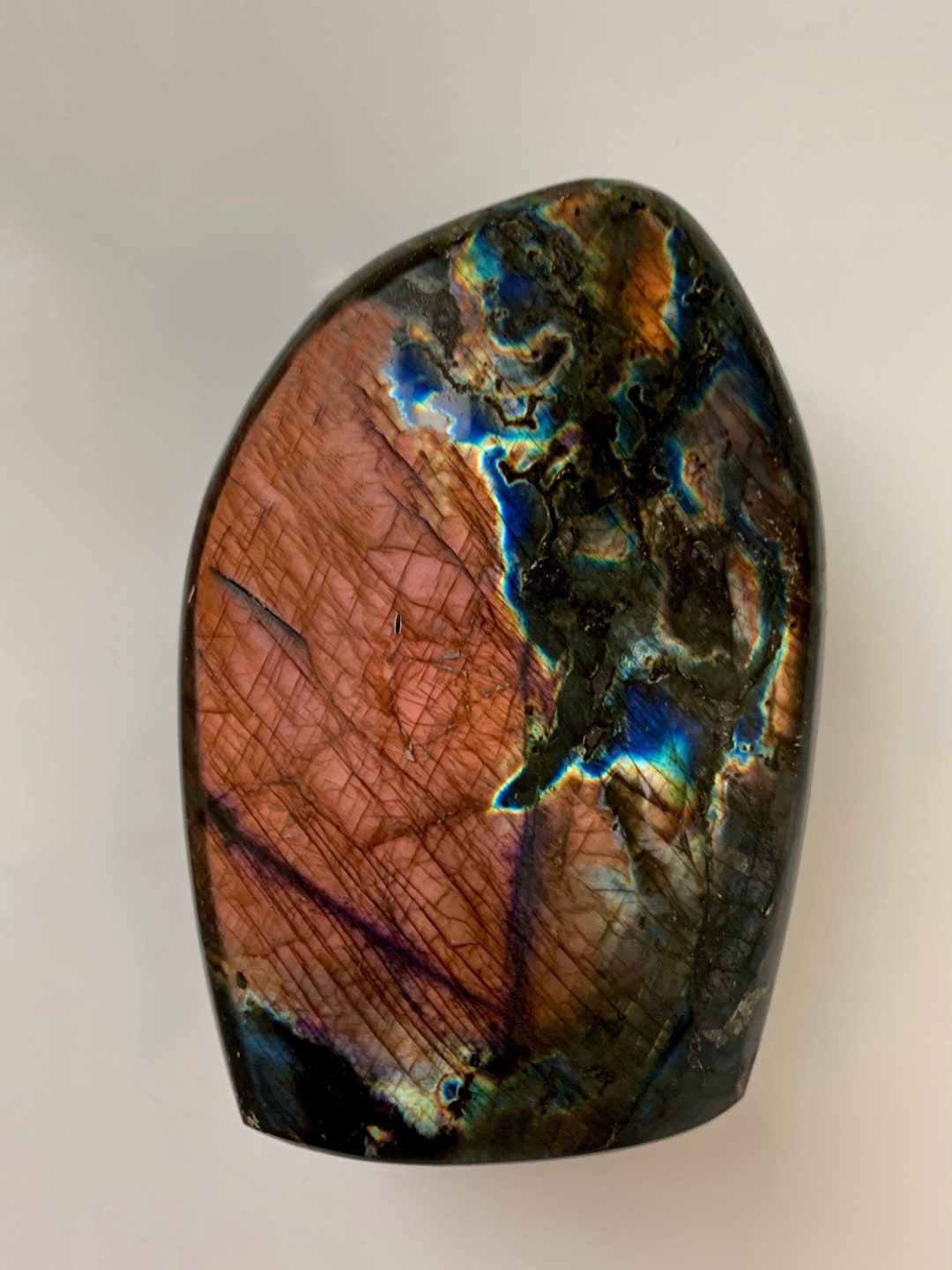 Large Double-sided Pink Rainbow Flash, Natural Pink Polished Freeform ...