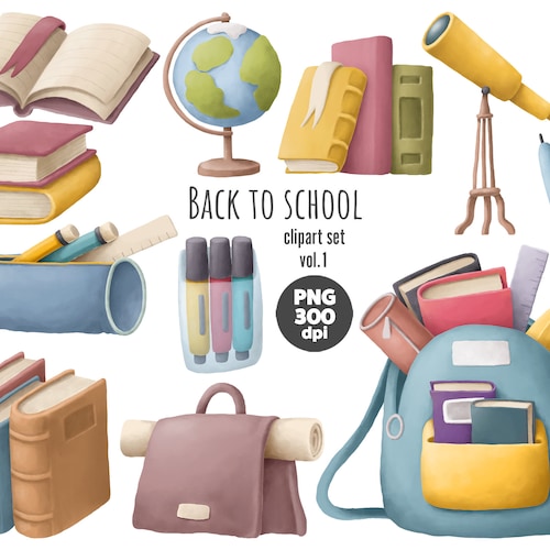 School Clipart Png Digital Download Back to School Digital - Etsy