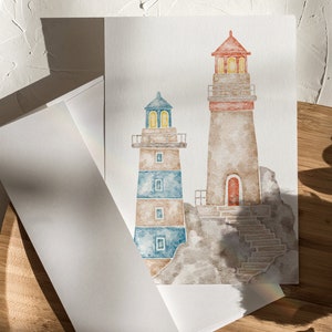 Vintage Lighthouses Hand Drawn Illustrations, Clipart Png, Nautical ...