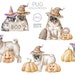 Pug Halloween Dogs Clipart Png Digital Download Fall Holiday - Etsy