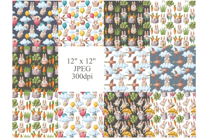 Cute Bunny Digital Paper Pack Scrapbook Papers Seamless - Etsy