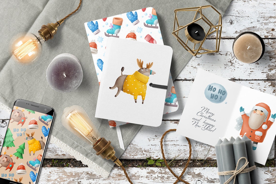 Christmas Digital Clipart Png Christmas Animals Characters - Etsy