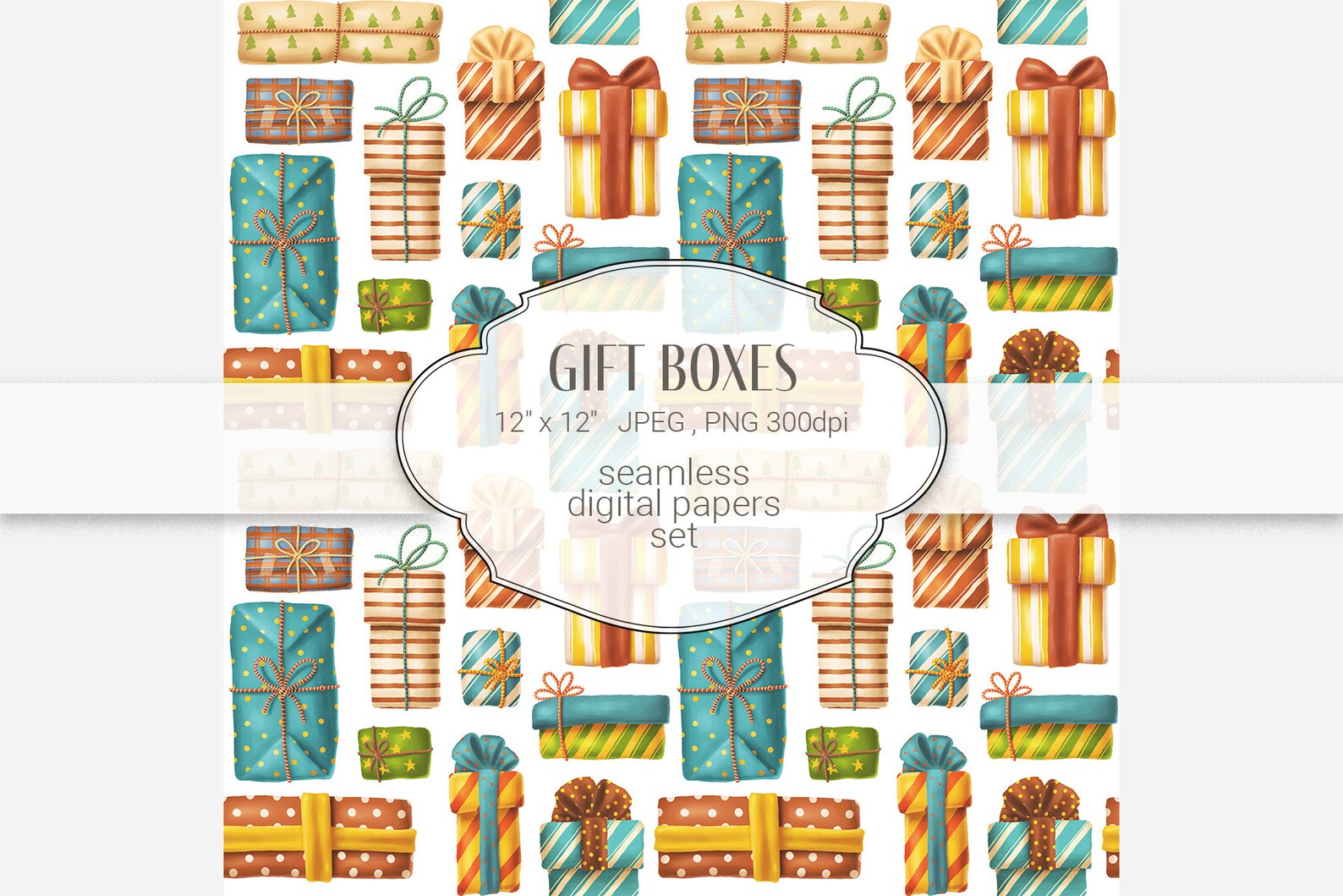 Gift Boxes Digital Papers Digital Download Seamless Digital - Etsy