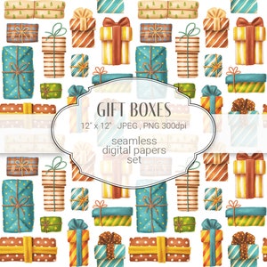 Gift Boxes Digital Papers Digital Download, Seamless Digital Background ...