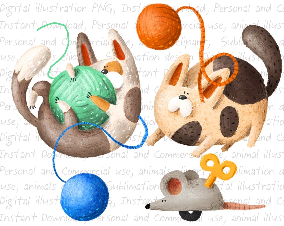 Funny Cats Clipart Collection Digital Stickers Cartoon Cats - Etsy