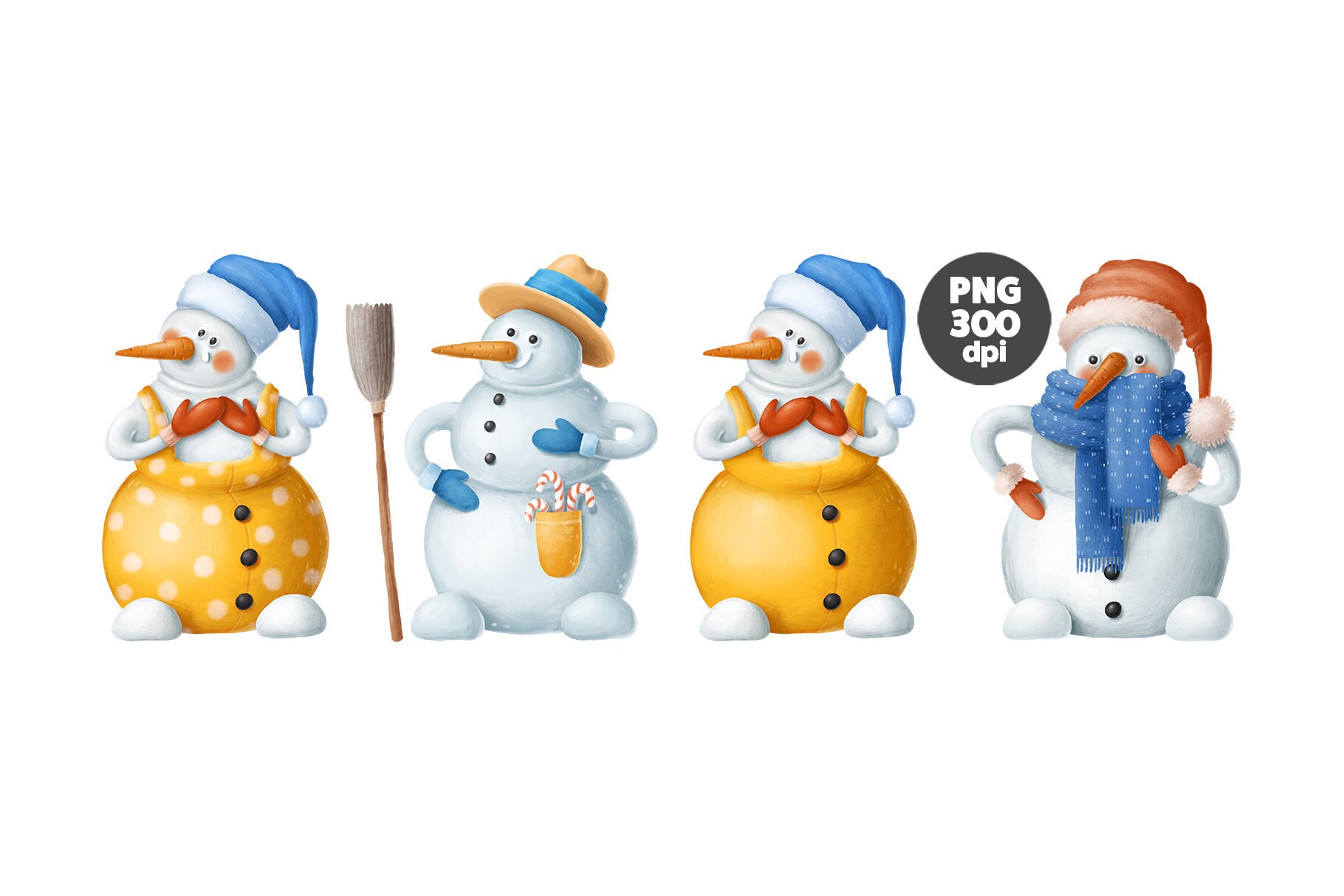 Winter animals characters snowman deer bunny instant | Etsy