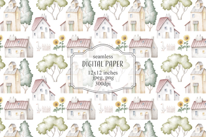 Countryside Digital Papers and Borders Seamless Patterns - Etsy
