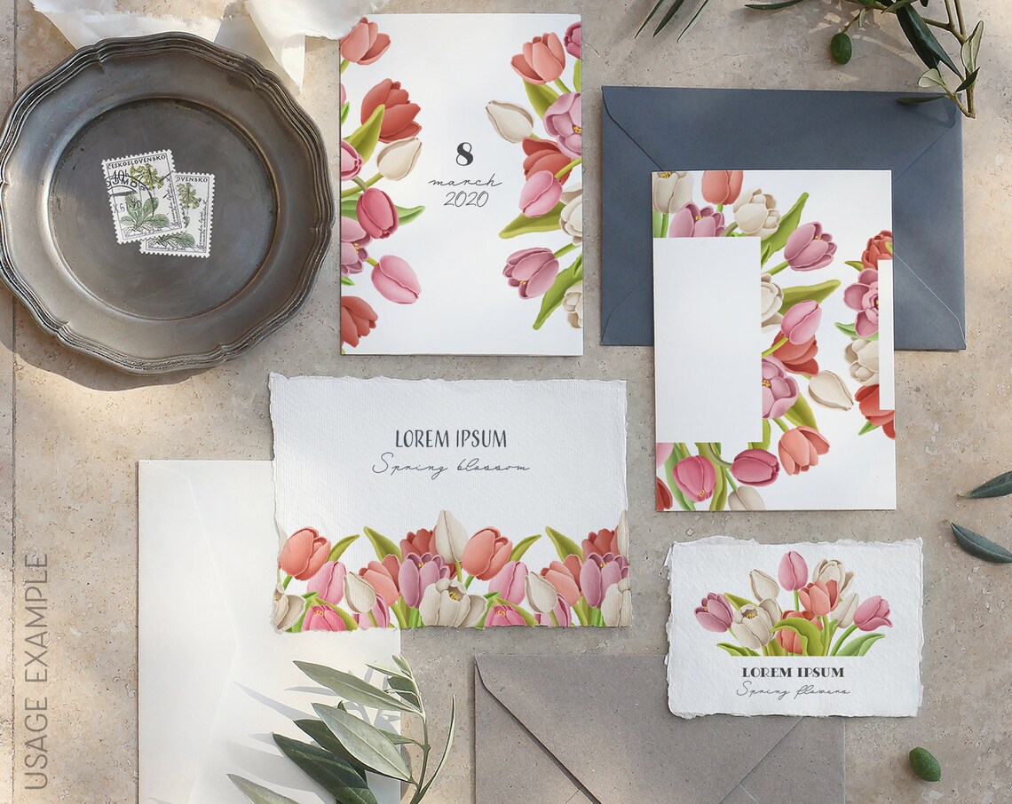 Tulip Frames and Borders Png Digital Graphics Red Tulip - Etsy