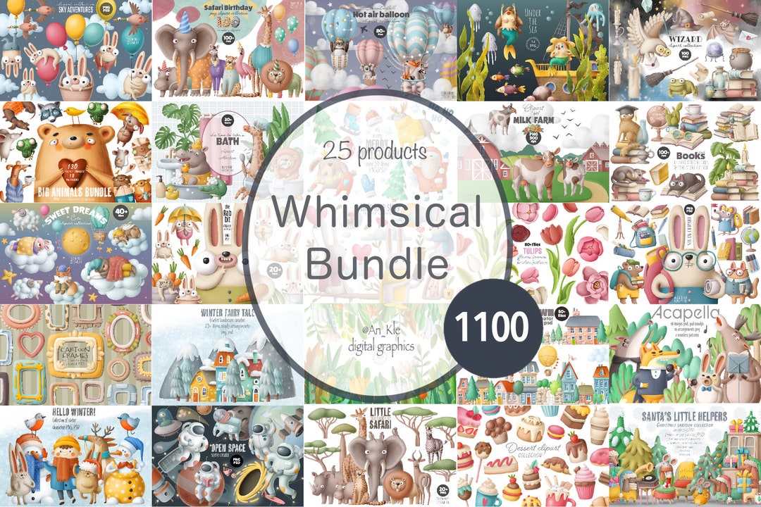 Whimsical Clipart BUNDLE Png Digital Download, Baby Shower Clipart ...