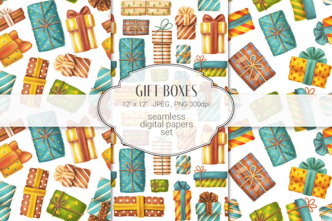Gift Boxes Digital Papers Digital Download, Seamless Digital Background ...