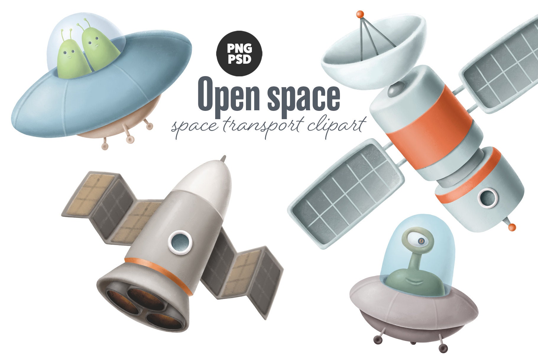 Astronaut clipart open space scene creator cartoon | Etsy