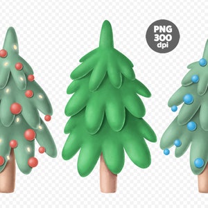 Christmas Trees and Gift Boxes Clipart Set, Xmas Postcard, Sublimation ...