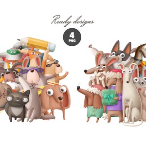 Dog Png Clipart Bundle, Cute Funny Dogs and Puppies Images, Digital ...