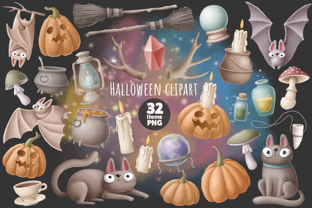 Halloween, Witch and Cauldron, Wizard Clipart Png Digital Download ...