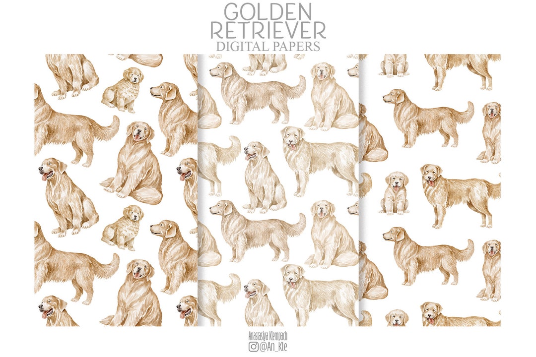 Golden Retriever Seamless Patterns Cute Dog Print Fabric Wrapping Paper ...