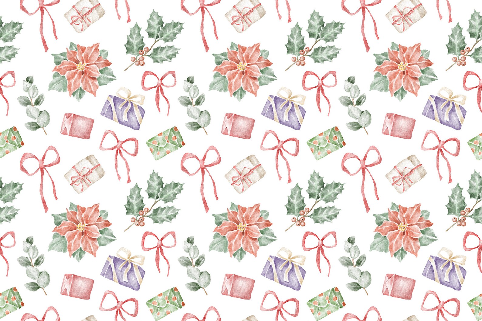 Christmas Digital Papers Pack Watercolor Xmas Background - Etsy