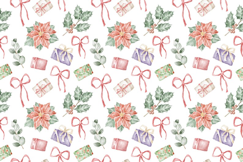 Christmas Digital Papers Pack Watercolor Xmas Background - Etsy