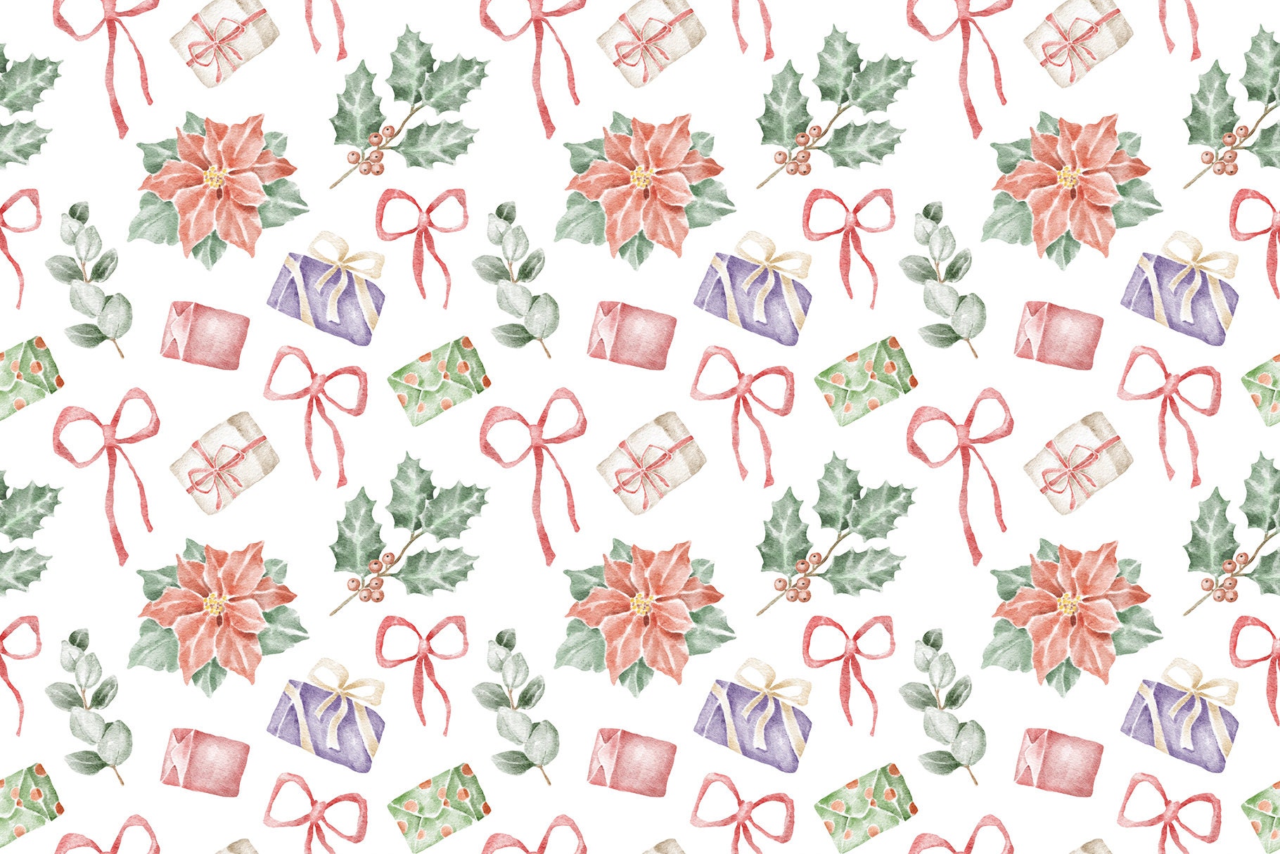 Christmas Digital Papers Pack Watercolor Xmas Background - Etsy