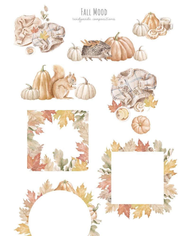 Autumn Mood Clipart Frames and Papers Fall Png Clipart - Etsy