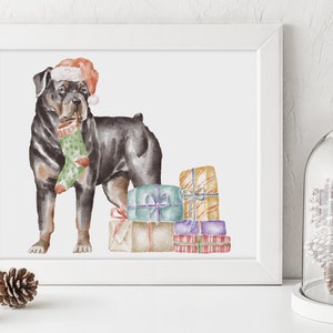 Rottweiler Christmas Dogs Clipart Png Digital Download, Watercolour ...