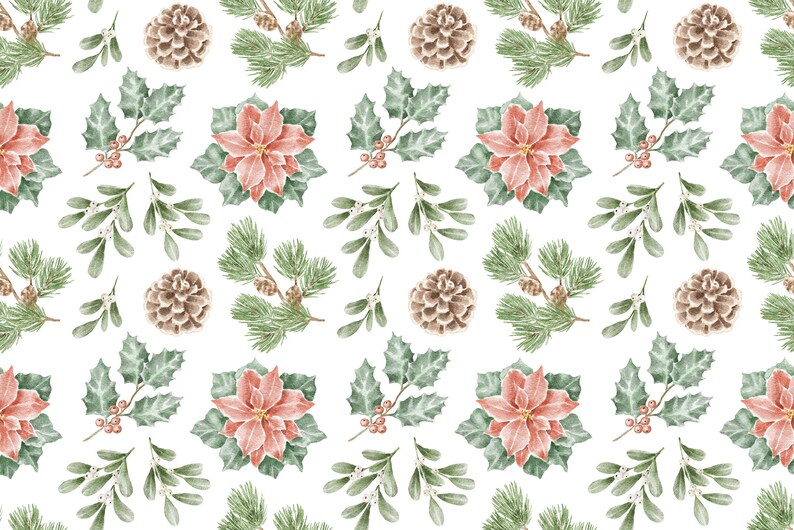 Christmas Digital Papers Pack Watercolor Xmas Background - Etsy